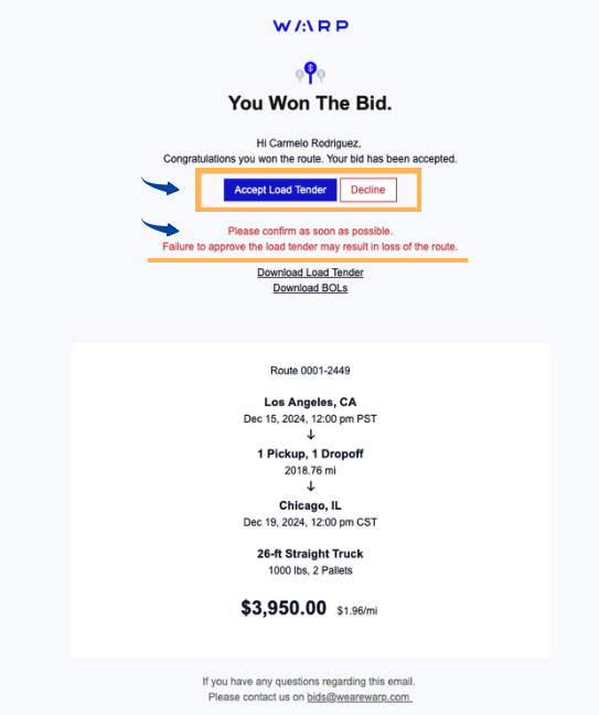 Bidding | Carrier Portal – WARP