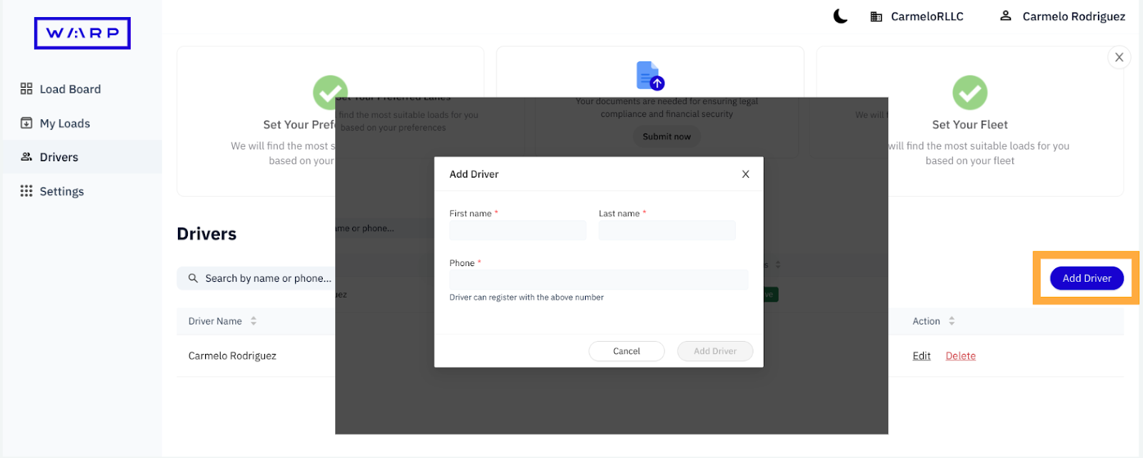 Updating Your Fleet & Adding Drivers – WARP